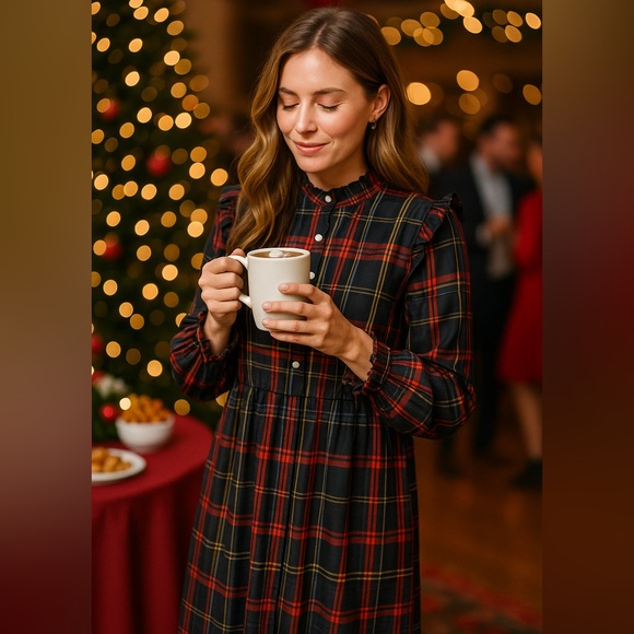 J. Crew | Dresses | J Crew Tartan Plaid Ruffleneck Shirtdress | Poshmark